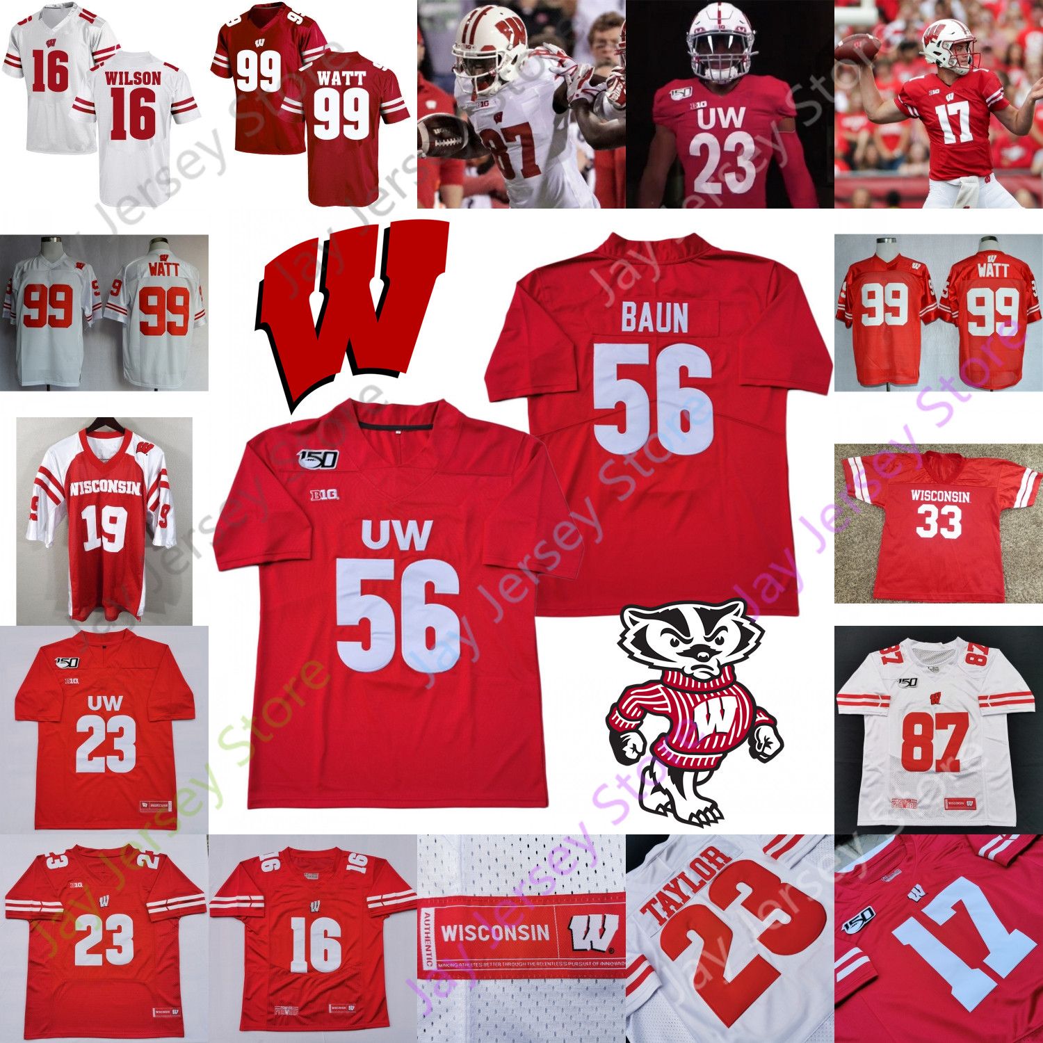 2020 Custom 2020 Wisconsin Badgers Football Jersey NCAA College Danny ...