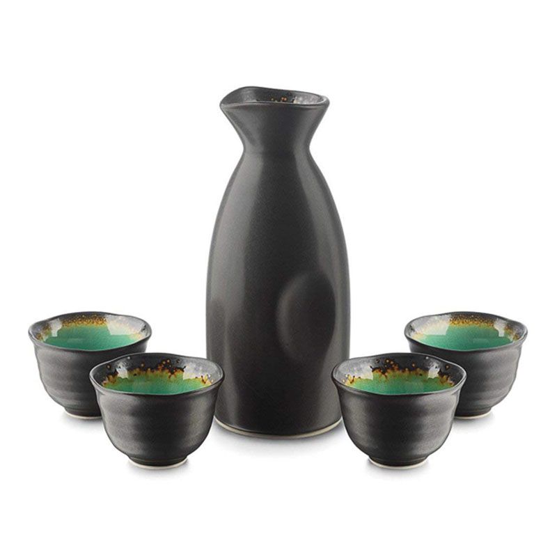 Compre Set De Sake De Cerámica Vintage Con 1 Botella Y 4 Tazas En ...