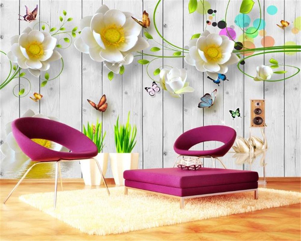 Custom 3d Flower Wallpaper 3D Wooden Relief Flower Trend Flower ...