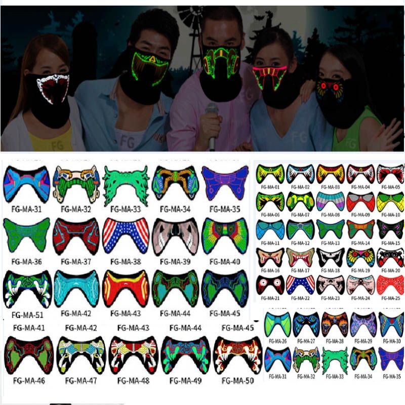 Halloween DJ Music Led Party Mask Sound Activated LED Light Up Mask For ...