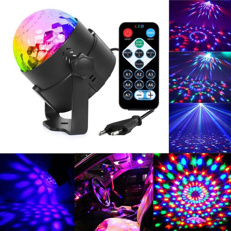 3W Mini RGB Crystal Magic Ball Sound Activated Disco Ball Stage Lamp Lumiere Christmas Laser ...
