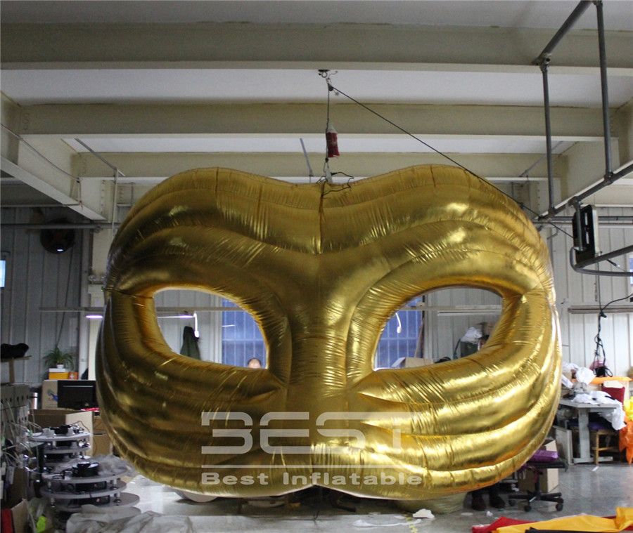 2021 Advertising Hanging Golden Inflatable Mask Decoration With Factory ...