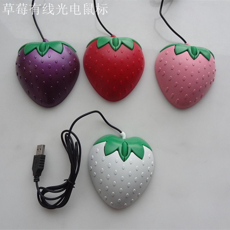 2021 Cute Mini Strawberry Usb Computer Mouse Portable Small Wired ...