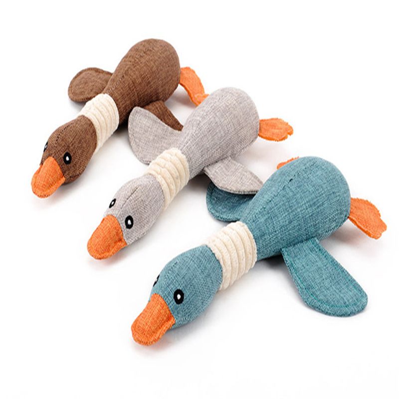 2020 Pet Burlap Toy Burlap Duck Toy For Dog Bite Vocal Wild Duck ...