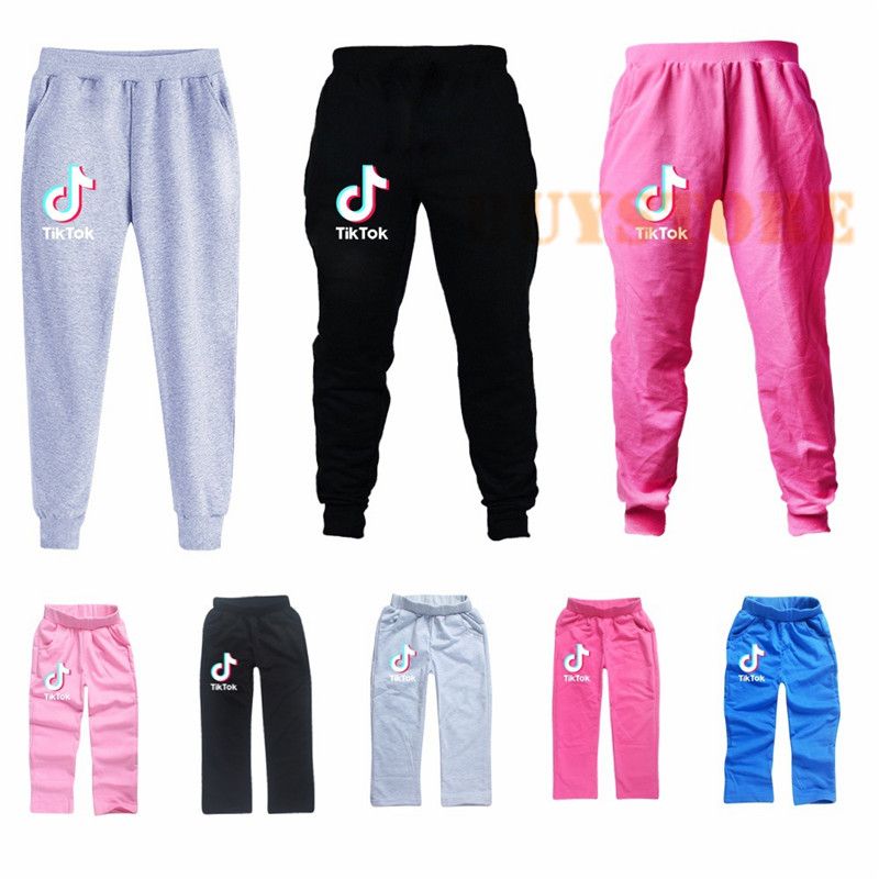Sale Tik Tok Kids Cotton Casual Trousers Boys And Girls Pants 2 Styles ...