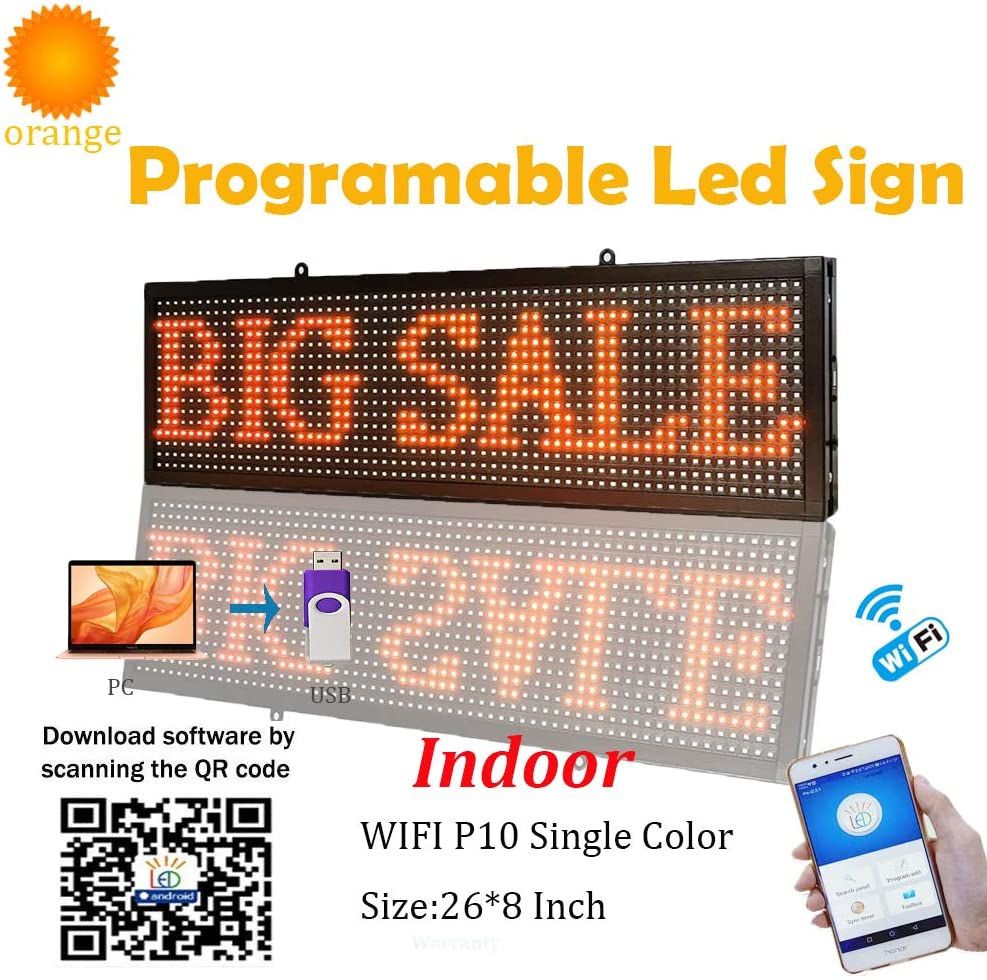 Advertising Programmable Scrolling LED Display Screen With Yellow Color ...