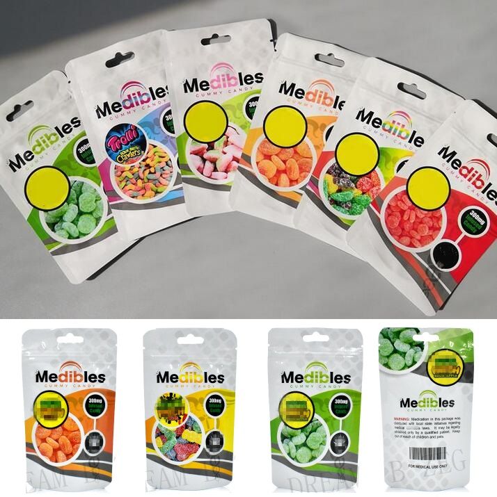 Resealable Medibles Gummy Candy Bag Mylar Cookies Packaging Bag Empty ...