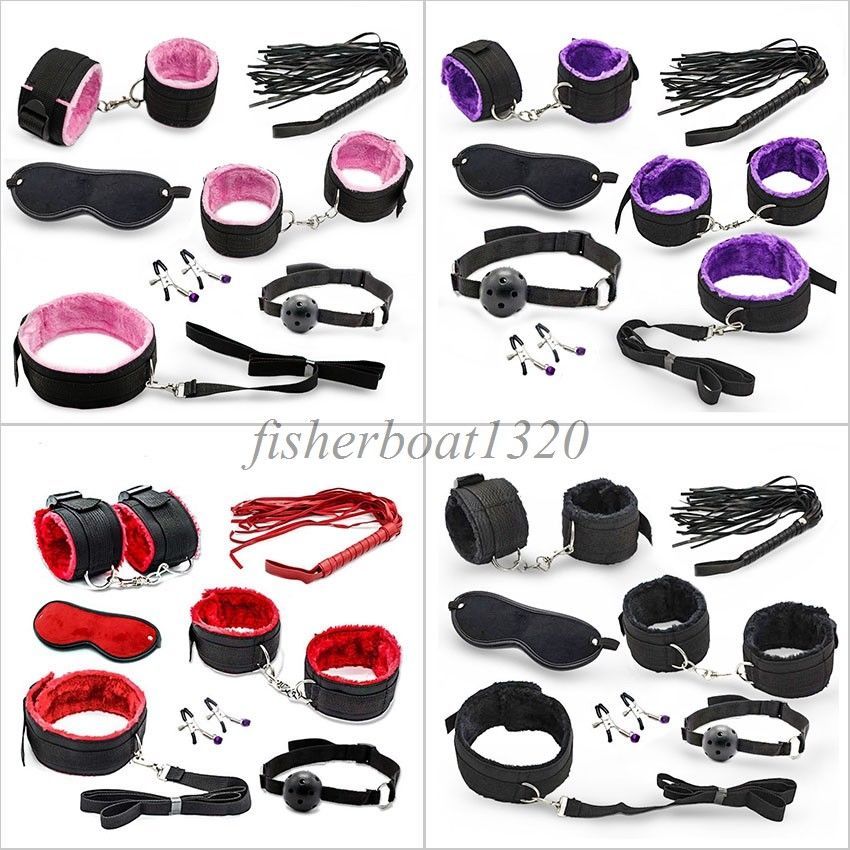 Nylon Restraint Set Whip Collar Cuffs Gag Blindfold Handcuffs Mask ...