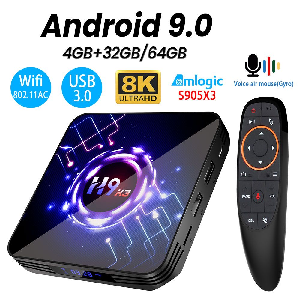 Transpeed H9 X3 Android 9.0 8K 4K TV BOX 4GB 64GB 32G UltraHD HDR 5G ...