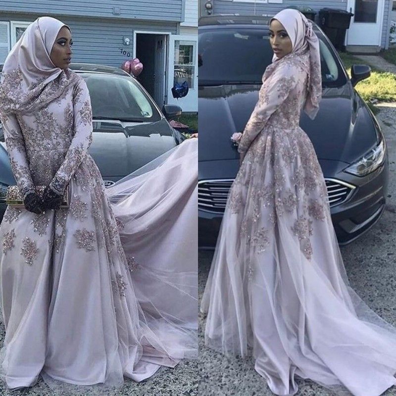Discount Elegant Plus Size Muslim Wedding Dresses High Neck Long Sleeve ...