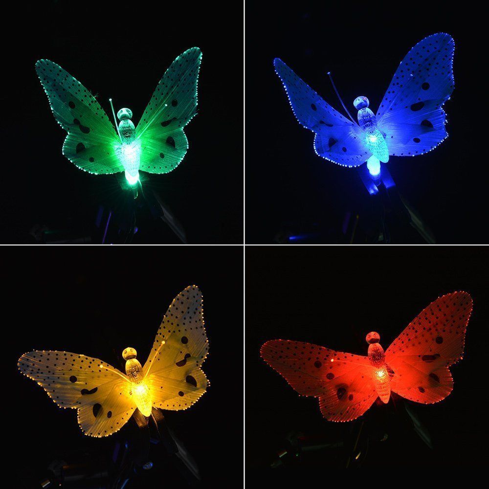 6.5ft 12 LED Butterfly Solar Powered Globe Fairy Lights For Outdoor ...