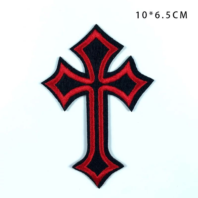 2021 Cross Iron On Patch Embroidered Red Gothic Motorcycle Biker Vest ...