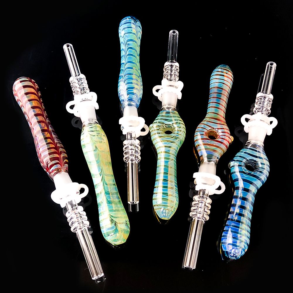 2020 Glass Pipe With Quartz Tips Dab Straw Silicone Smoke Pipe Dab Rig ...