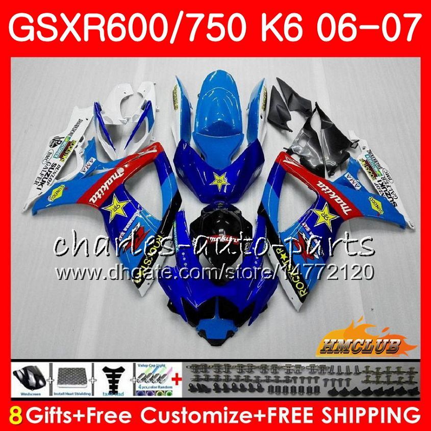 Body For SUZUKI GSX R600 GSX R750 GSXR 600 Factory Blue GSXR600 06 07 ...