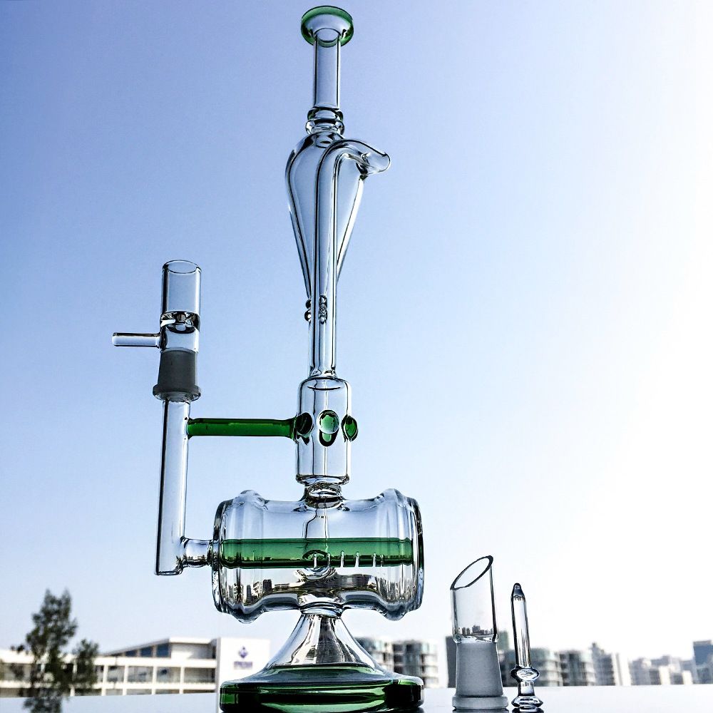 2020 15 Inch Glass Unique Big Bongs Recycler Rigs Dab Oil Rigs Long Recycler Waterpipes Inline ...