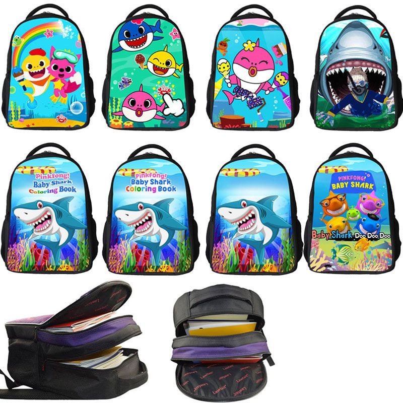 Baby Shark Backpacks Students Schoolbags Shoulder Bags for Boys Girls ...