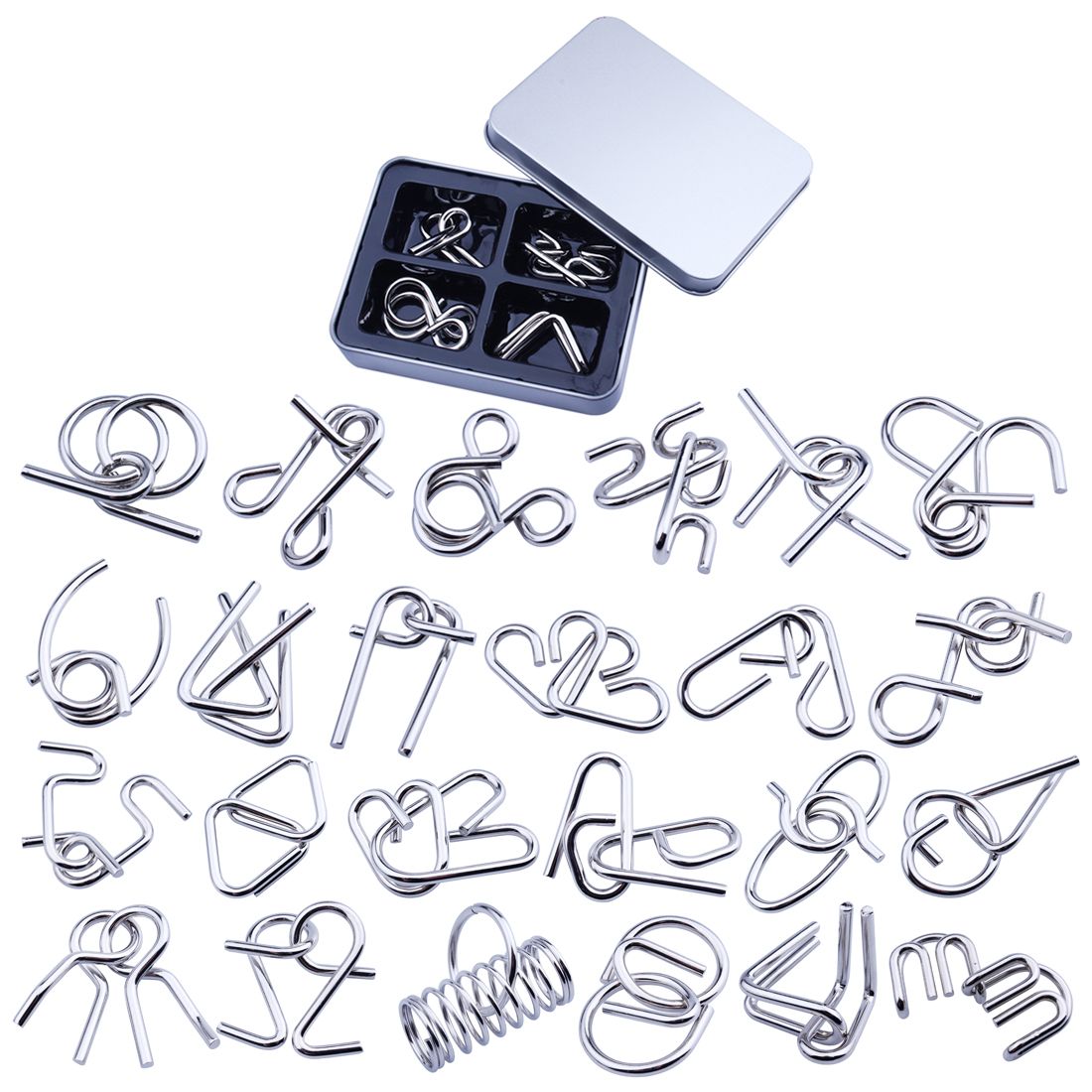 2021 Metal Puzzle Wire IQ Mind Brain Teaser Puzzles Game Tinplate ...