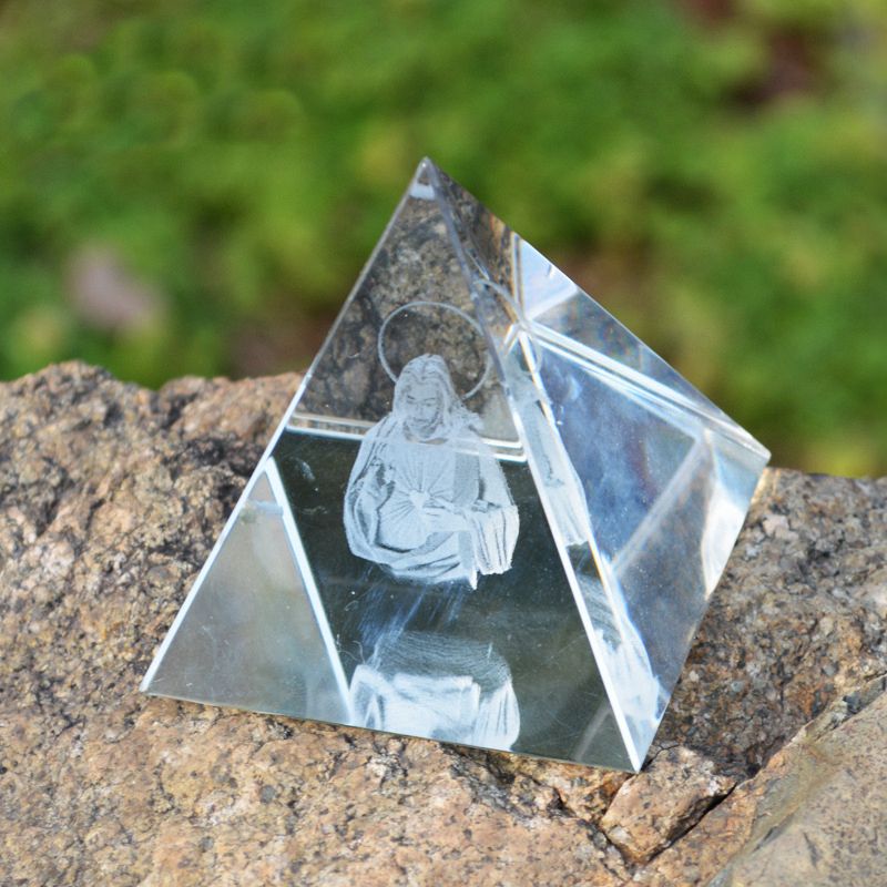 2021 Crystal Pyramid Clear Glass Ornaments Craft Figurines Feng Shui ...
