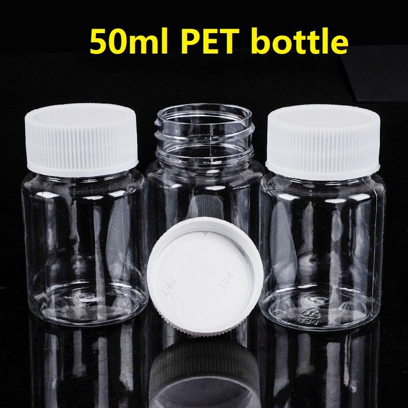 2021 50ml Clear Plastic Bottles Jars Pot Containers PET Transparent ...