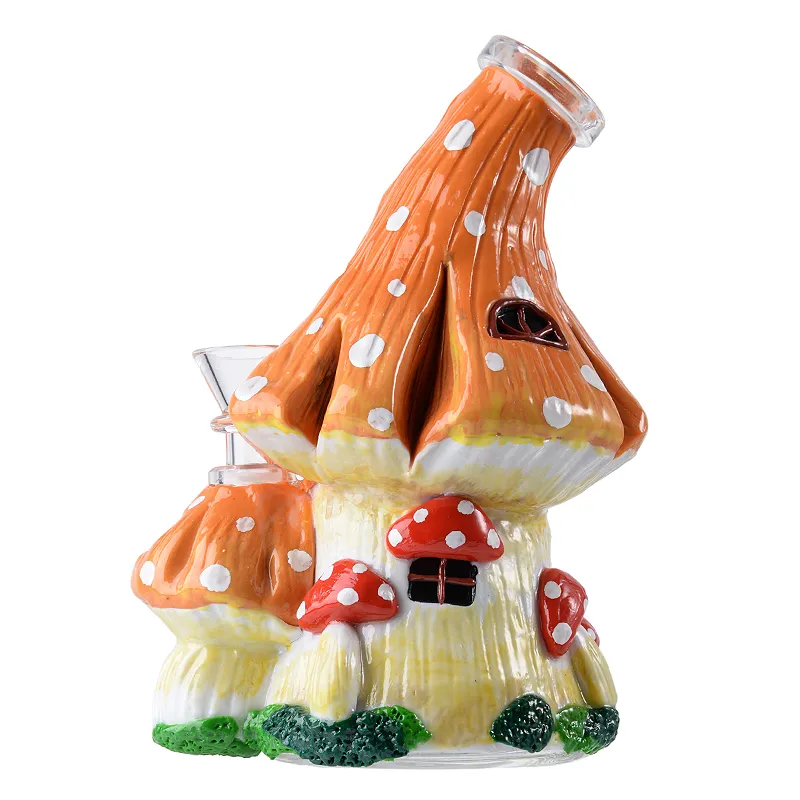 Mushroom Hookahs Vidrio 3D Hecho A Mano Agua Bong 14 Mm Cabezal De Ducha Perc Percolador Dab ...