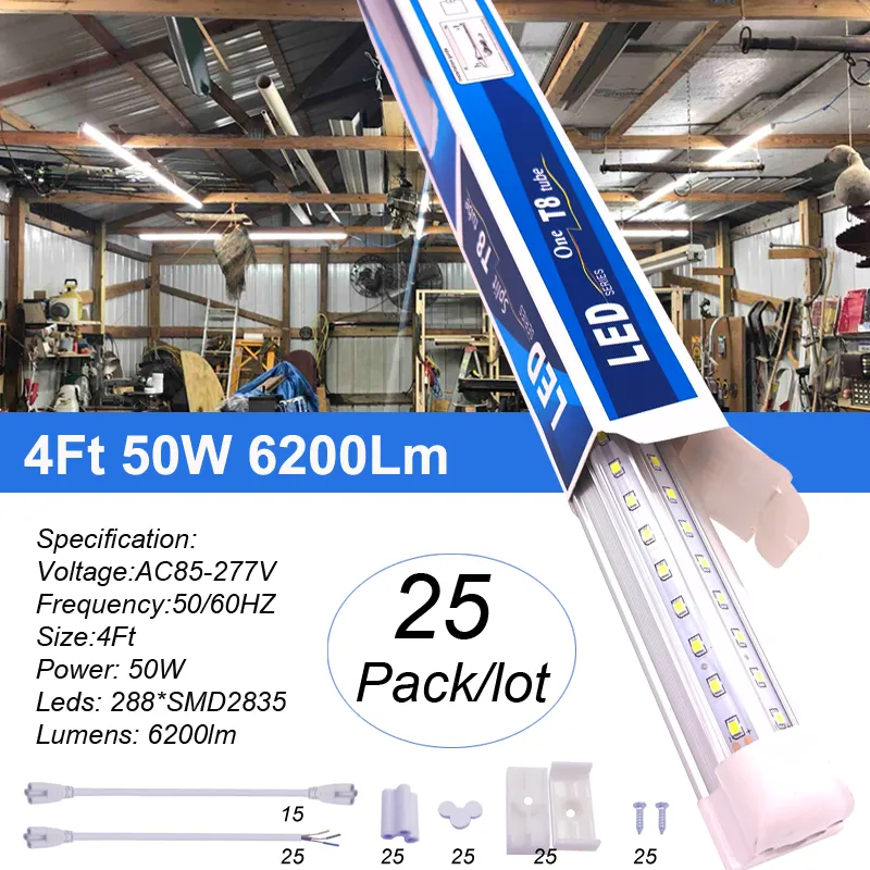 Tubo LED T8 Integrado De 4 Filas 4 Lámpara Fluorescente De 8 Pies 4FT ...