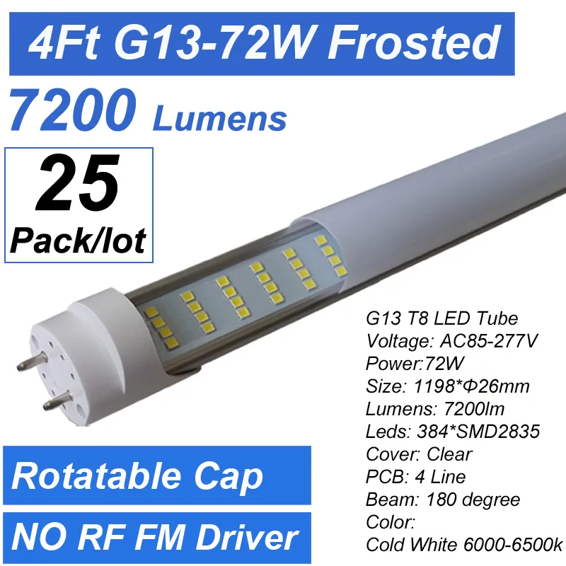 Tubo LED T8 Integrado De 4 Filas 4 Lámpara Fluorescente De 8 Pies 4FT ...