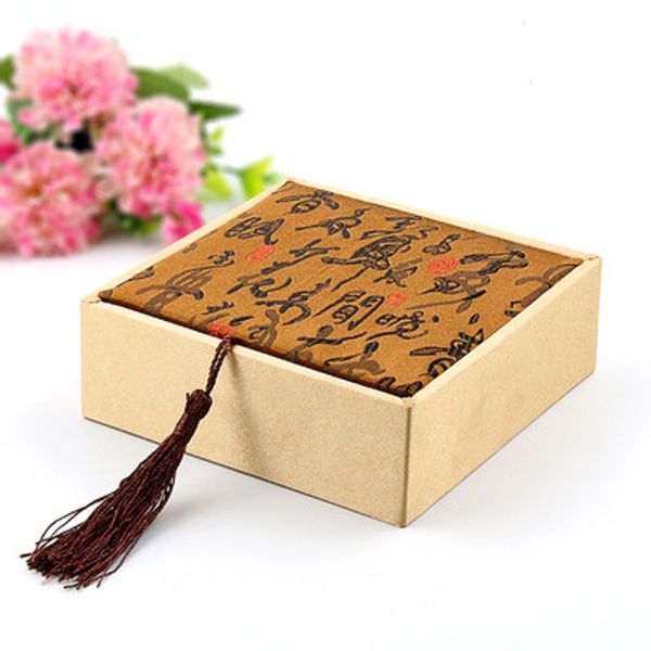 Tassel Square Chinese Silk Fabric Gift Box Bracelet Mens Jewelry Box ...