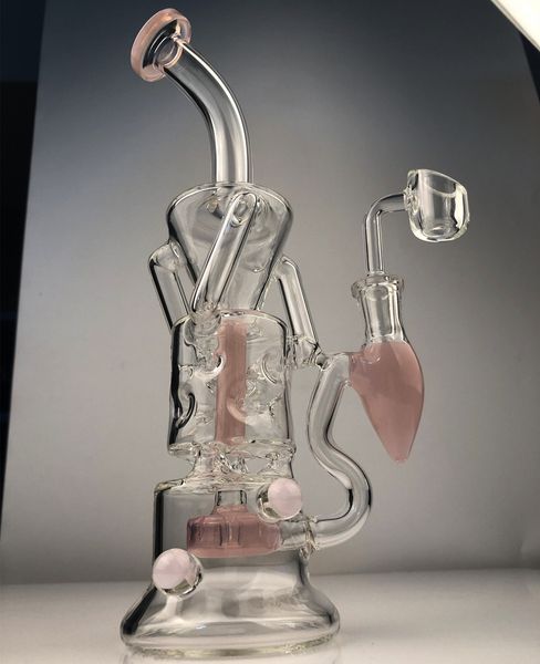 2020 10.1 Inchs Tall Pink Bong Recycler Water Bongs Thick Glass Pipes ...