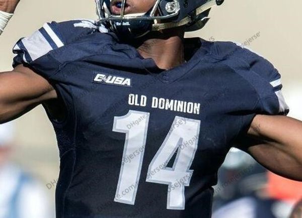 2020 Custom Old Dominion Football Any Name Number Navy Blue Black White ...