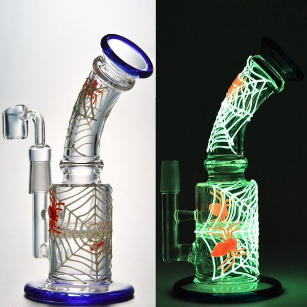 2020 Glow In The Dark Bong 6 Arms Tree Perc Glass Beaker Bongs Straight ...