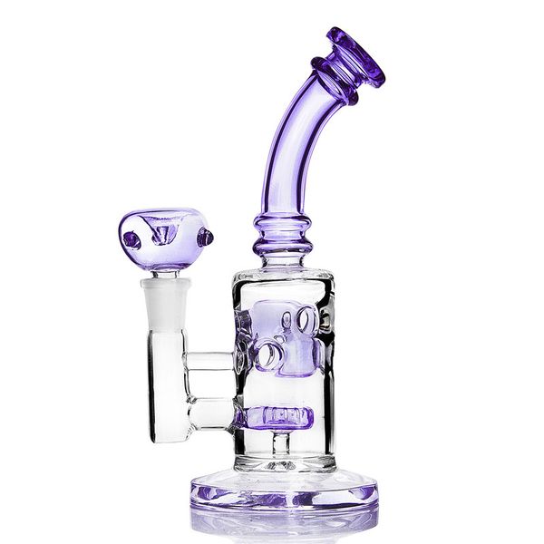 2020 Purple Bong Glass Water Bongs With Holes Dab Rigs Swiss Percolater ...