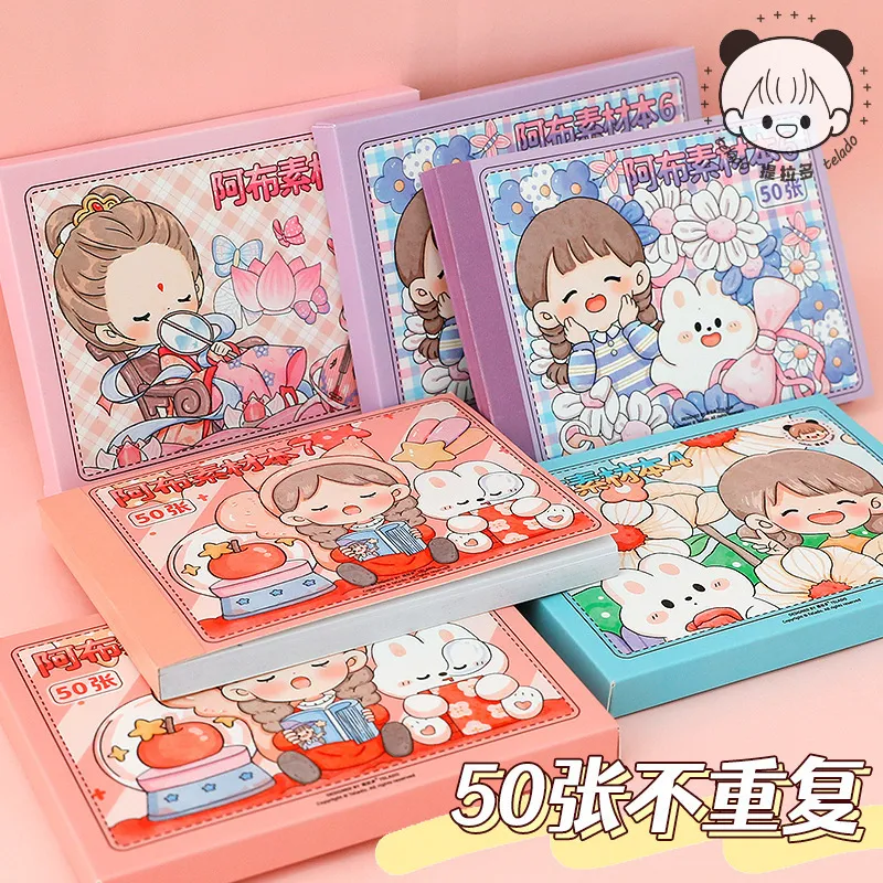 Pegatinas Adhesivas 50 Hojas Kawaii Oso Conejo Chica Material Libro De ...
