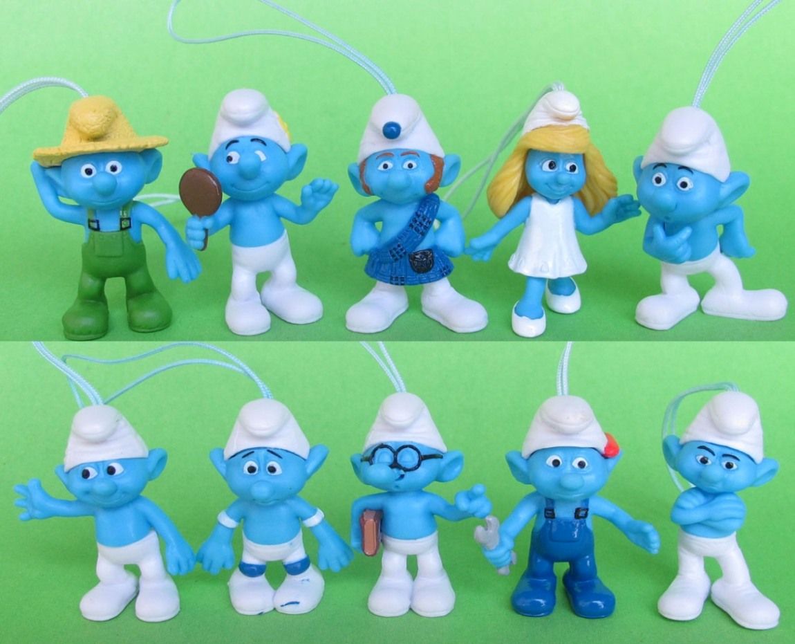 2017 The Smurfs 3d Toy Mini Figures Dangler Charms Random Of 10 New ...