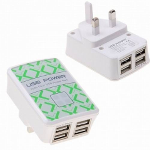 New Usb Power Adapter With 4 Usb Ports Uk Plug Dual Usb Ac Wall Charger ...