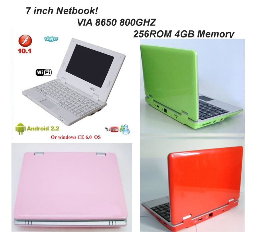 7'' 7inch Mini Netbook Notebook Laptop Pc Windows Ce Or Android 2.2 ...