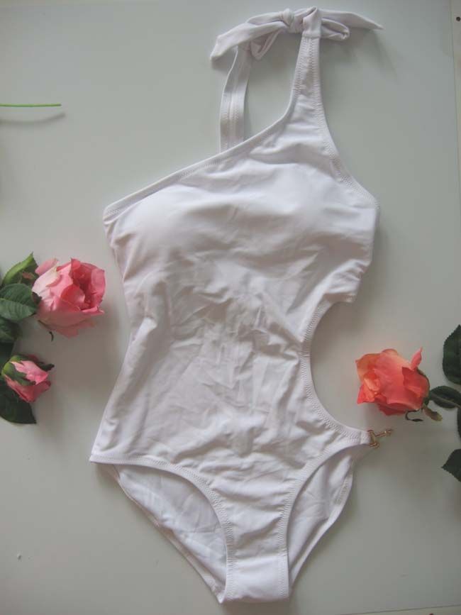 Special Sexy One Piece Monokinis White Swimwear One Shoulder Swimsuit