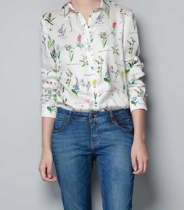 2017 Pretty Flower Print Women Ladies Shirt Shirts Tops From ...