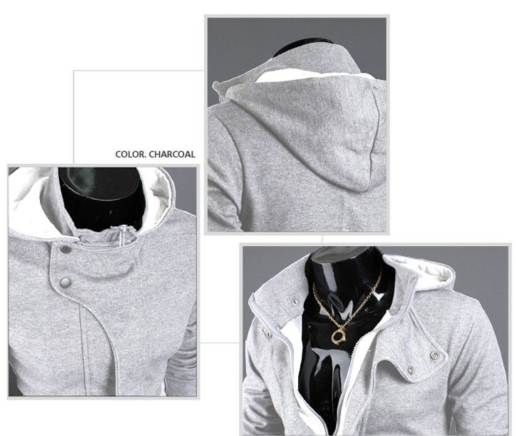 Fashion Korean Mens Slim Fit Hoodie Sweater Male Top Jacket Coat