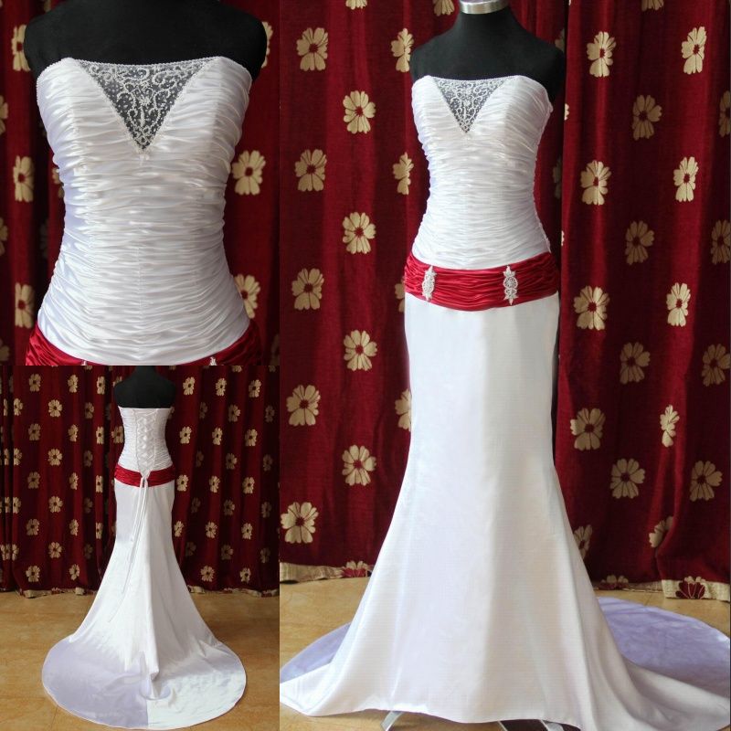 Custom Made Red Belt Corset Top Elegant Wedding Dress Bridal Wedding Gowns Ah295 From