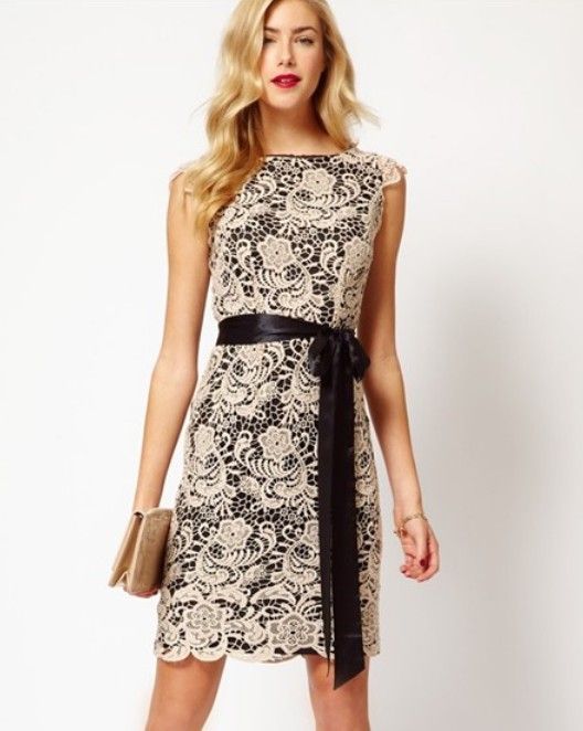 Lace Pencil Dress With Belt Elegant Sexy Party Clockwise Dresses