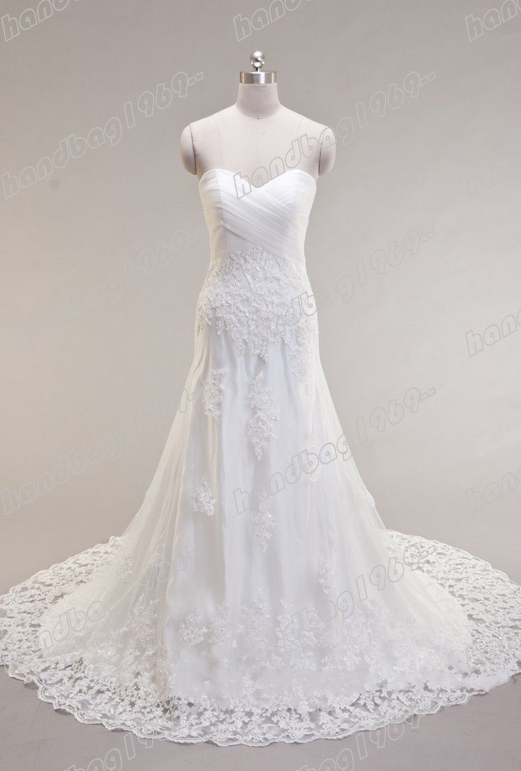 White Strapless Sheath Bridal Wedding Dresses Gowns Dress No:03 Tulle ...