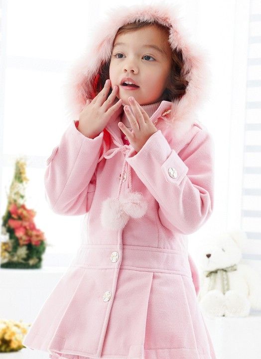 Princess Coat/ Girls Long Jacket/ Pink Warm Outerwear/ Winter Kid ...