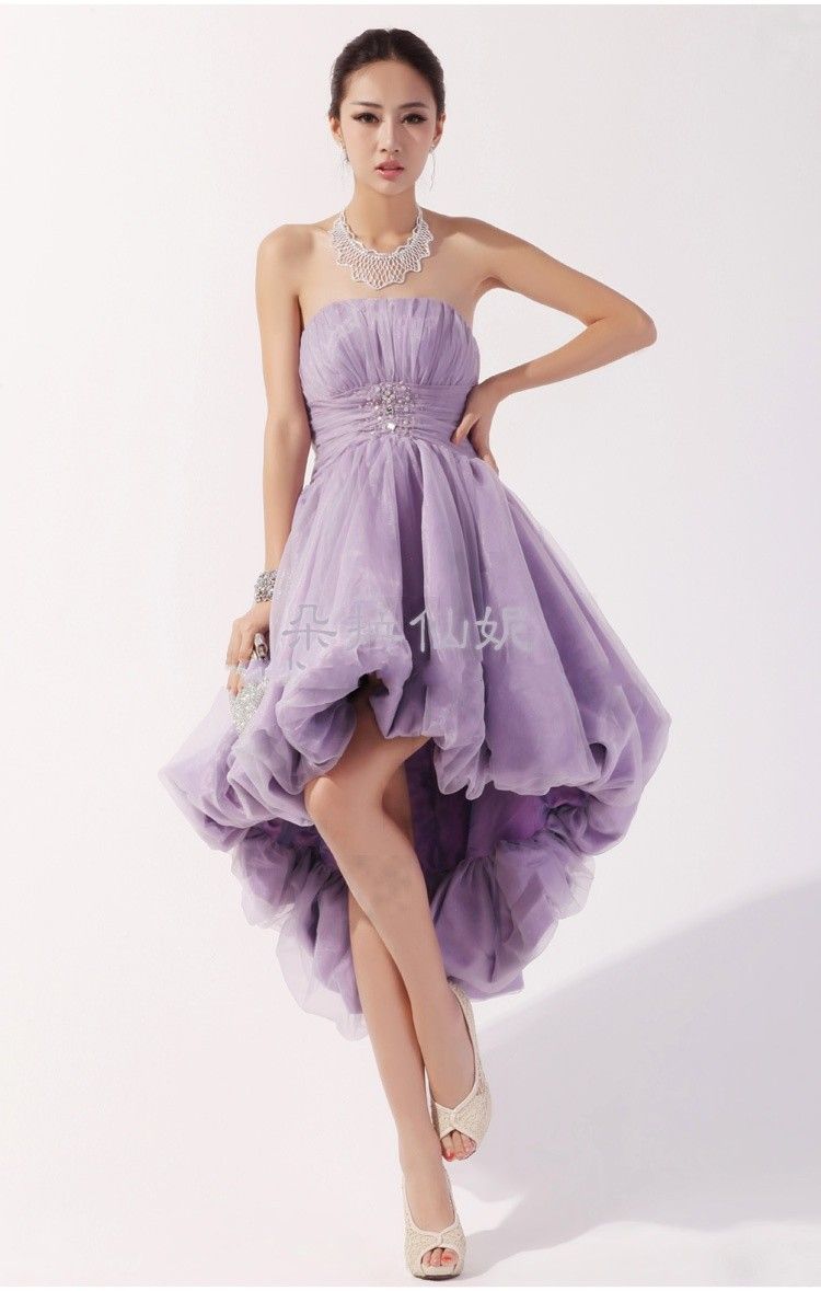2013 Sexy Light Purple Short Cocktail Dresses Strapless Ruched Organza
