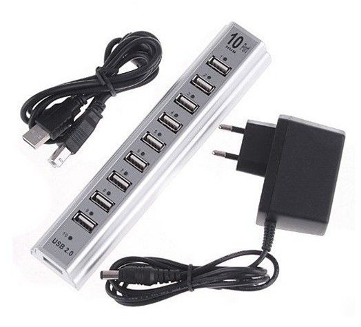 New 10 PORTS USB HUB 2.0 High Speed /Power AC Adapter Hi Speed From ...