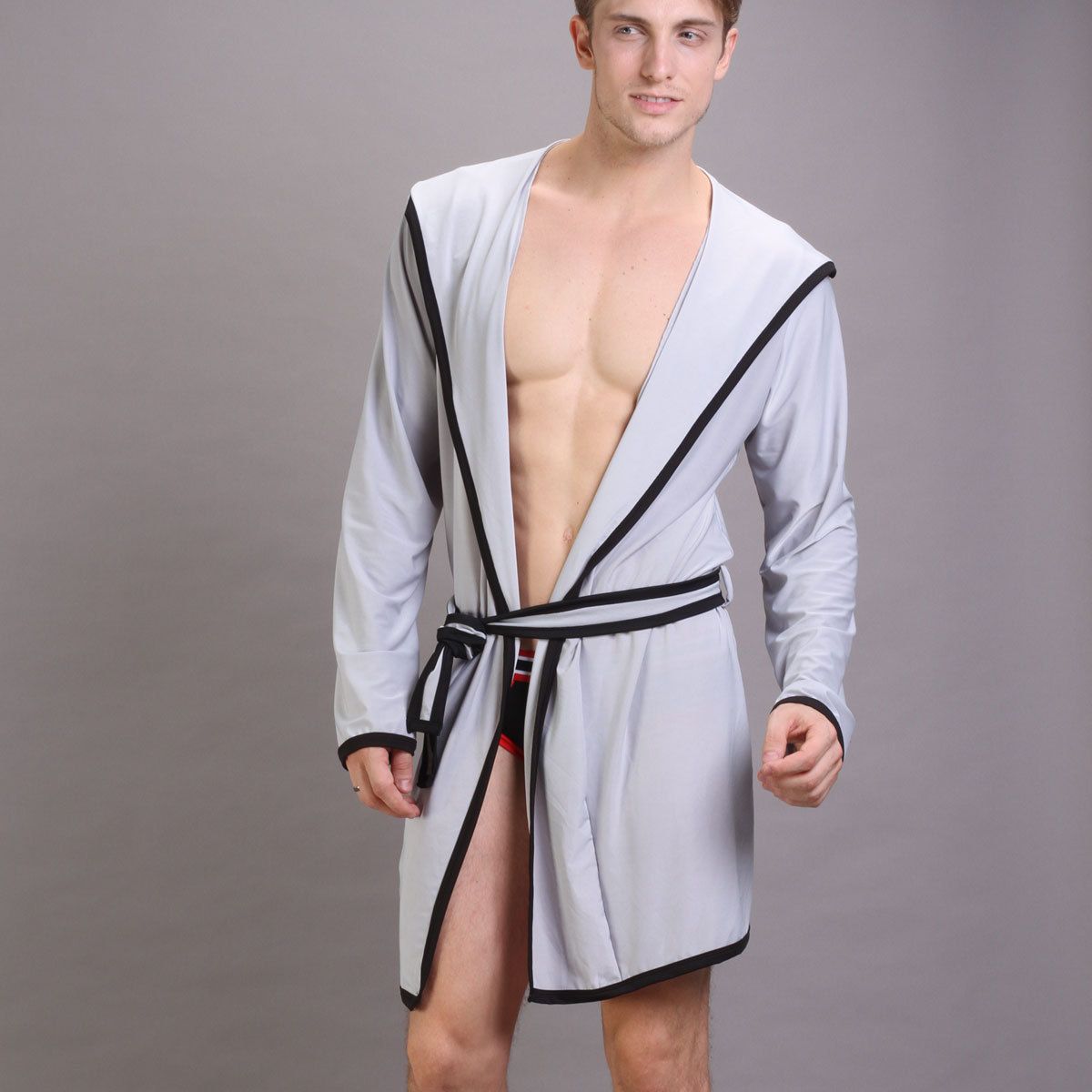 2012 Summer Male Bathrobe Viscose Sexy Robe Lounge Mens Loose Short