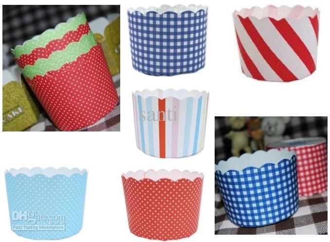 Vintage Strip Dotty Jumbo Round Bucket Paper Muffin Cups, CUPCAKE CASES ...