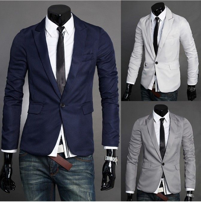2017 Hot Selling ! Mens Slim Fit Blazer Jacket New Arrival One Button ...