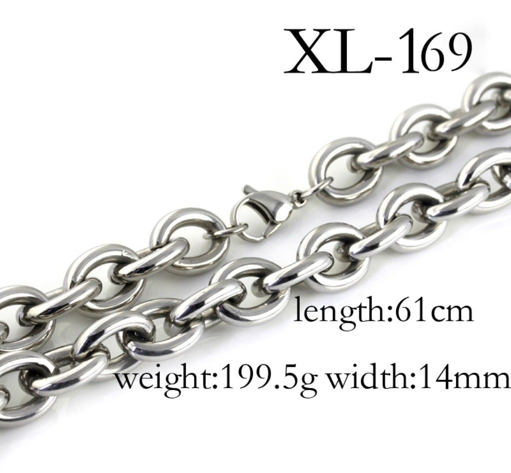 Mens 14mm Oval Shimmering Mens Silver Chain Necklace Heavy Slap Up ...