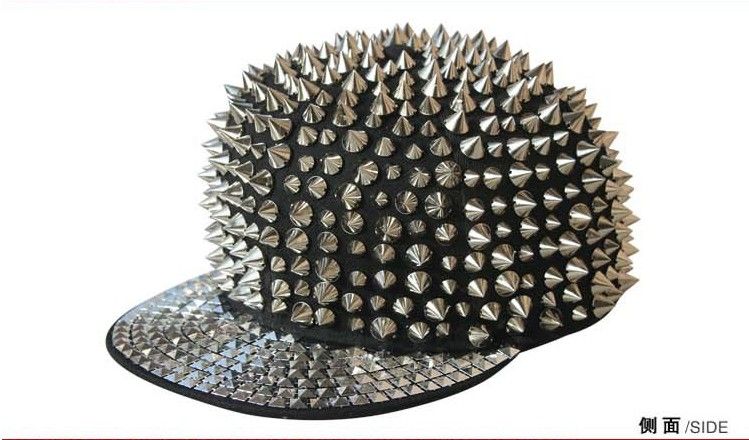 Silver Spike Studs Hats Snapback Baseball Hat Punk Style Hiphop Caps ...