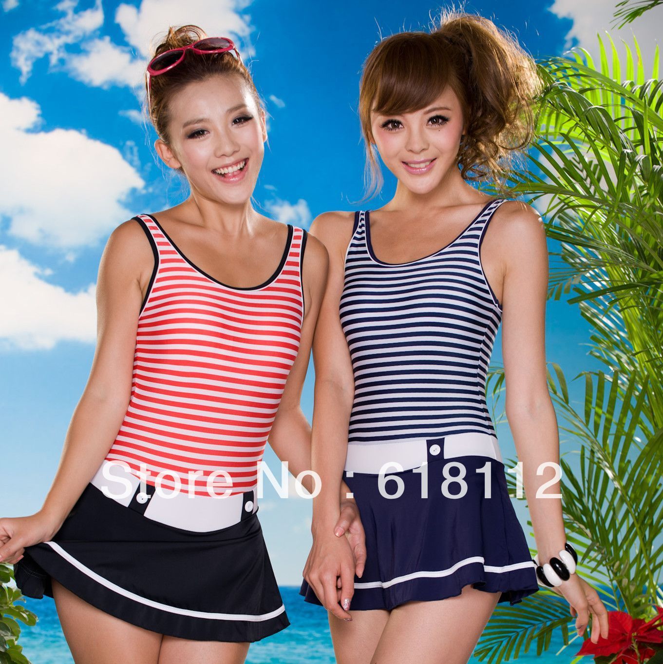 2018 2013 New Swimwear Conjoined Twins Skirt Swim Spandex Bathing Suit ...
